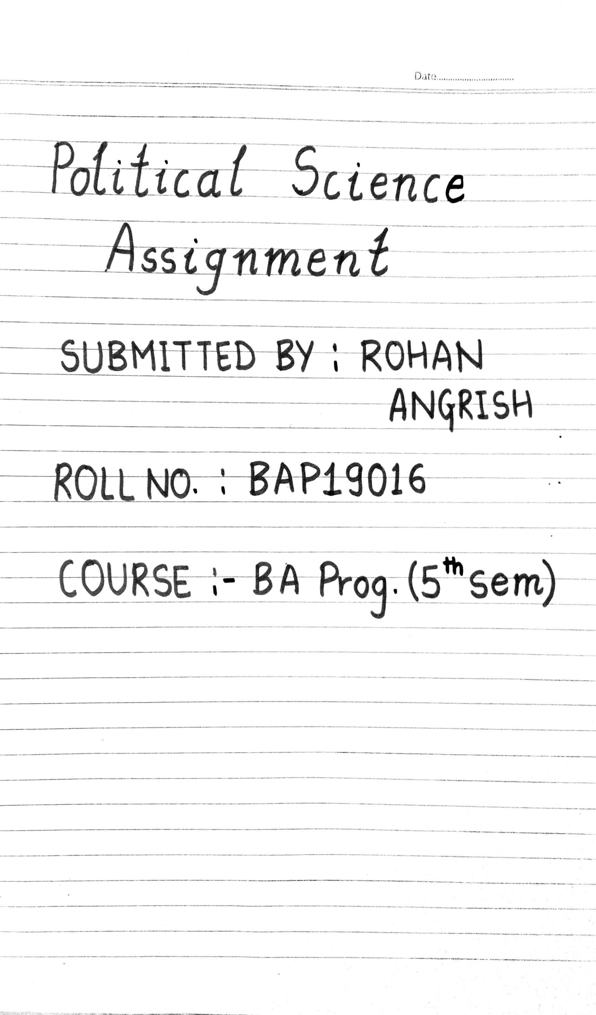 Pol Assignment-1 (BAP19016) - Date Political Science Assignment ...