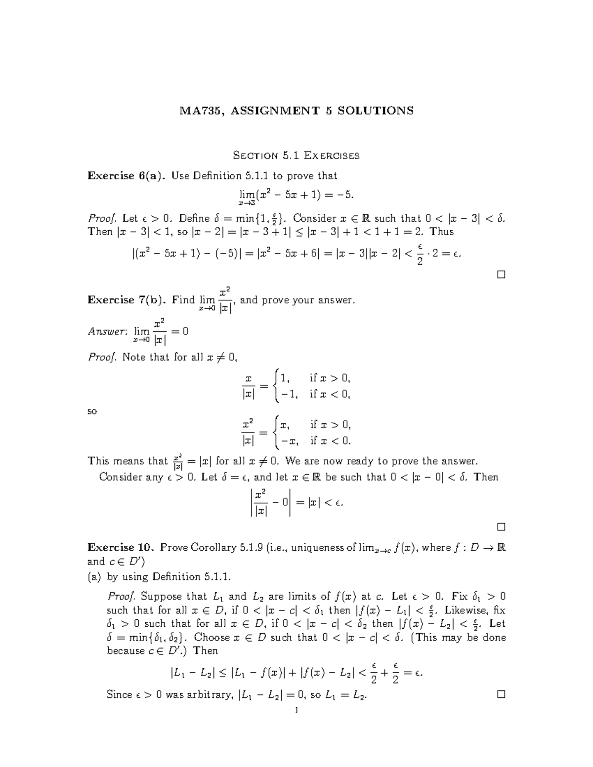 Hw05sol ed5 - Homework 5 - Section 5 Exercises Exercise 6(a). Use ...