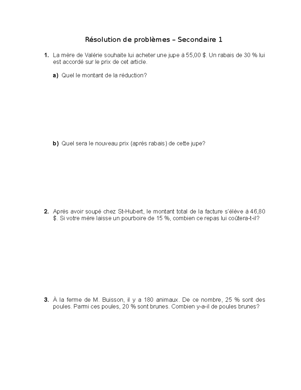 Résolution de problèmes-sec1 (taxes,rabais,%) - Résolution de problèmes ...