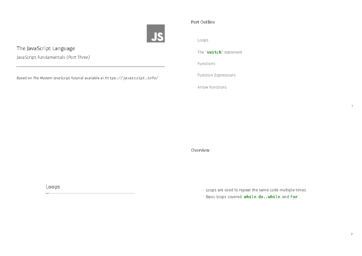 Javascript part 2 - The JavaScript Language JavaScript Fundamentals ...