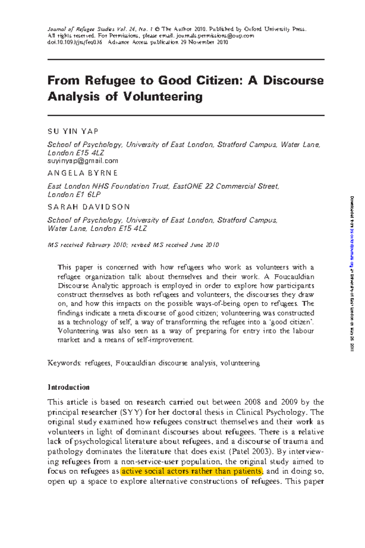 Yap et al. 2010 - Journal of Refugee Studies Vol. 24, No. 1 The Author ...