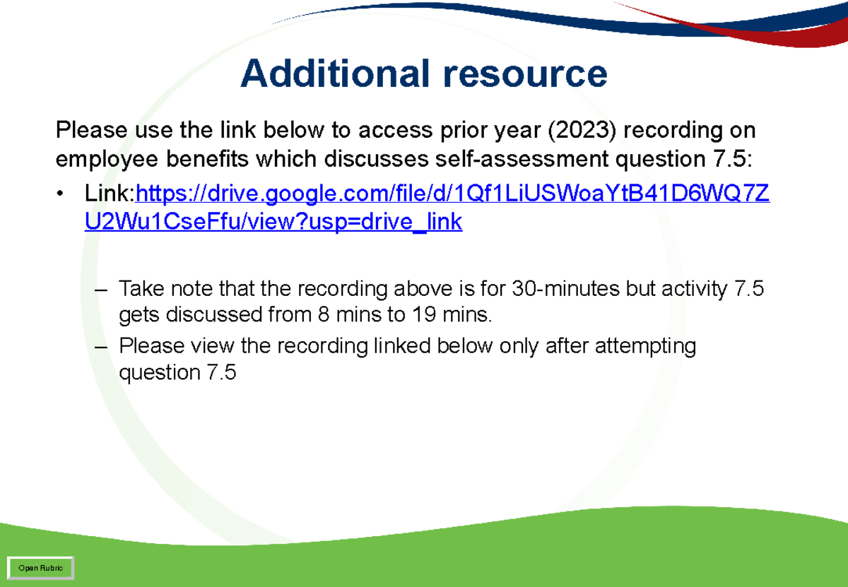 Additional resource recording self-assessment activity 7 - FAC3764 ...
