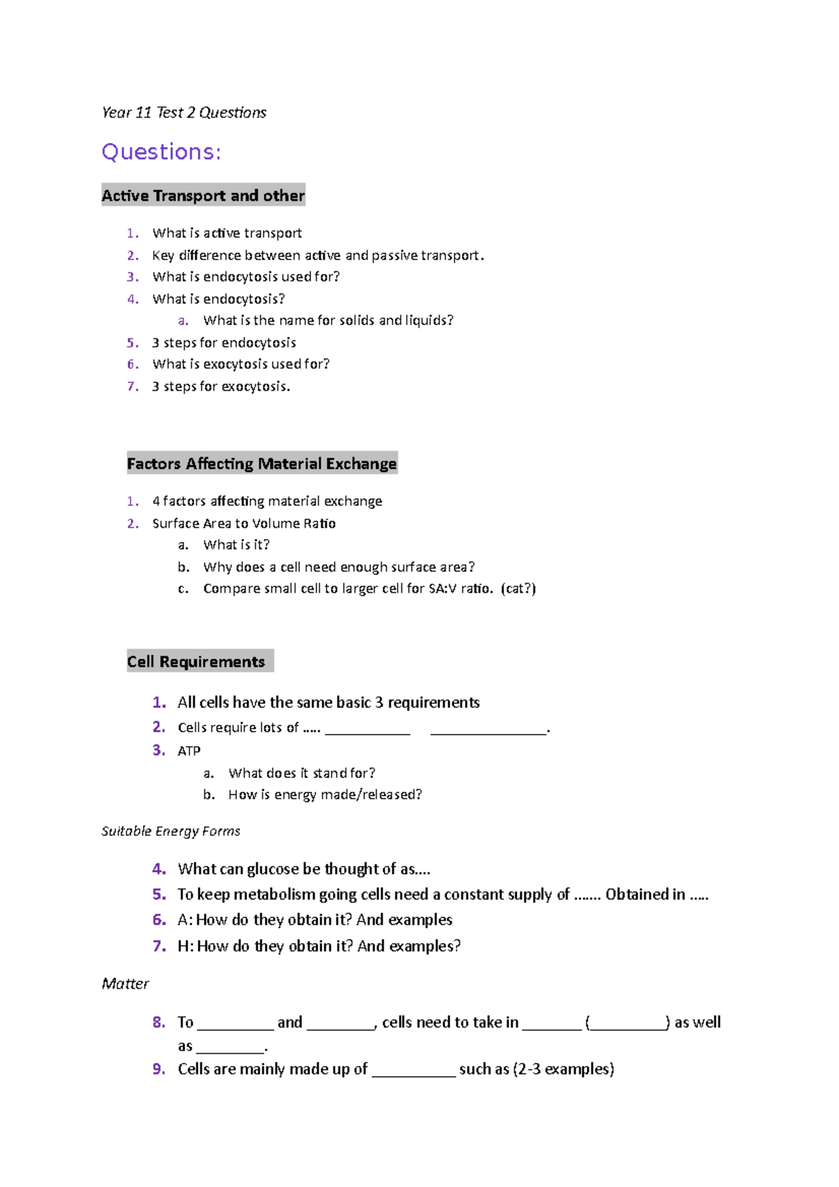 Year 11 Test 2 Questionsw fe fkwe few few fe f ef r fe fe fr f r fr f ...