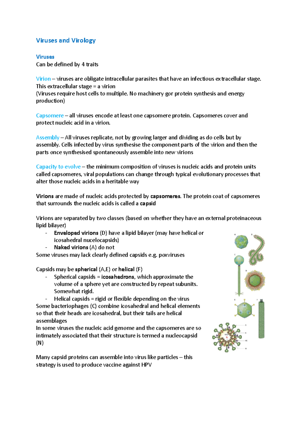 Viruses and Virology - lecture notes - Viruses and Virology Viruses Can ...