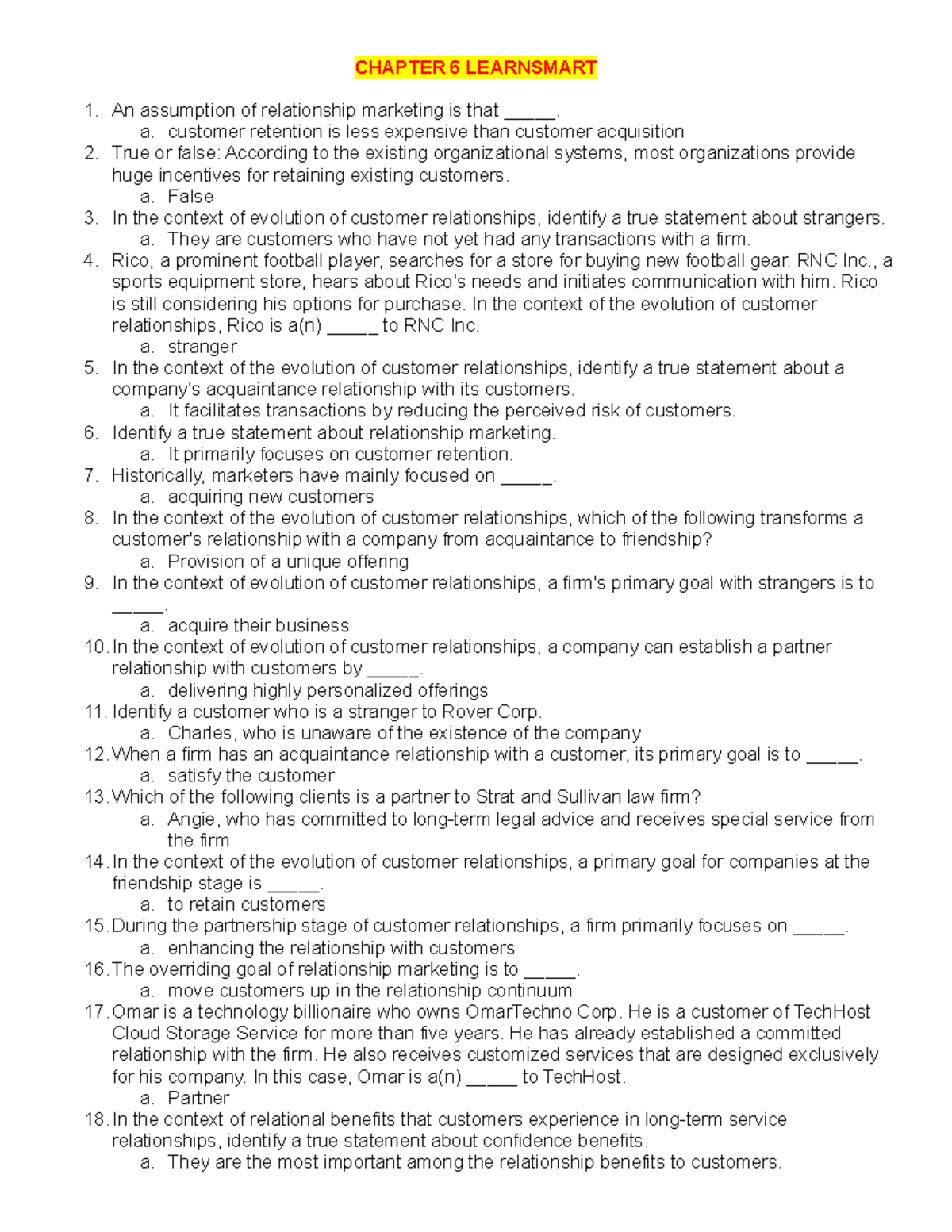 Chapter 6 Learnsmart - Prof Dennis Arnett - Rawls College of Business ...