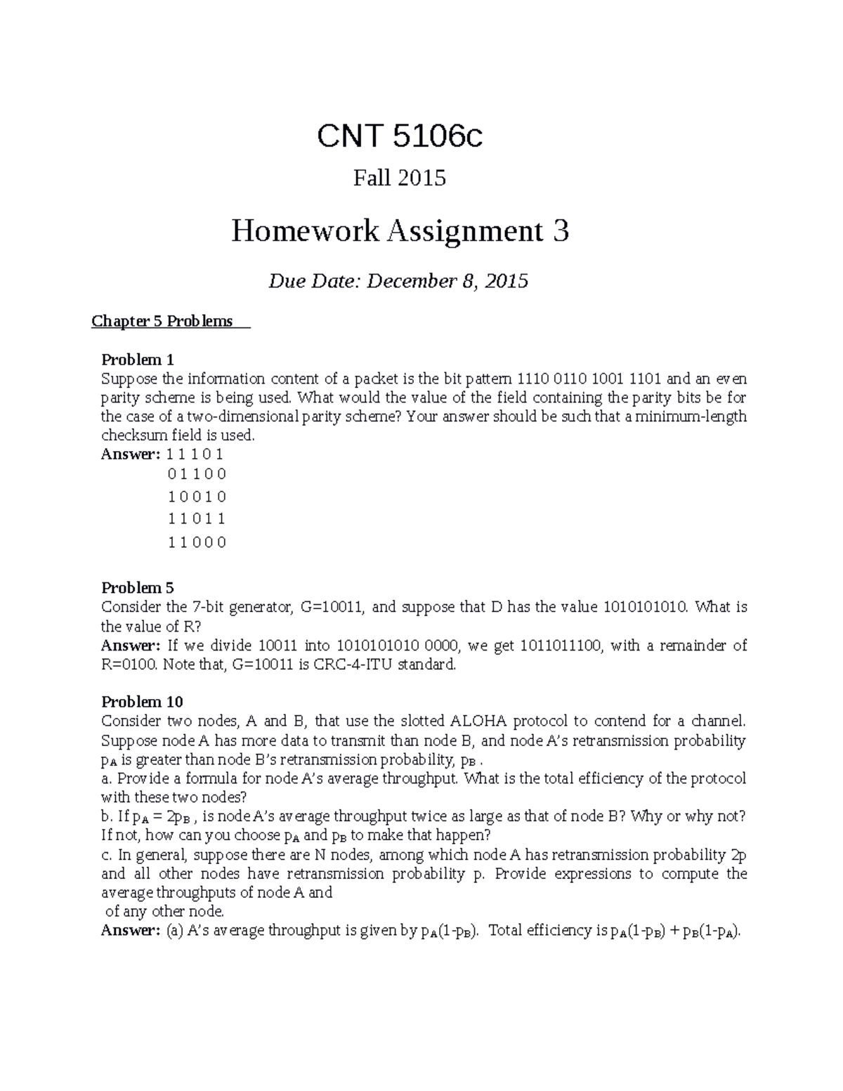 HW3Soln - assignments - CNT 5106c Fall 2015 Homework Assignment 3 Due ...