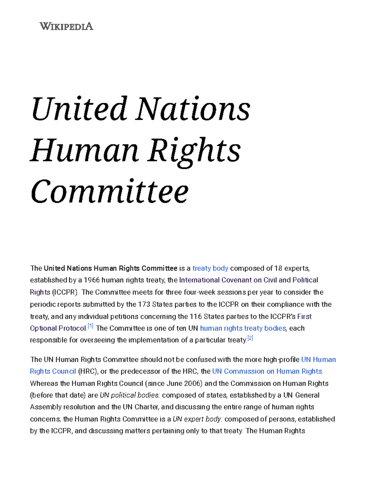 United Nations Human Rights Committee - Wikipedia - United Nations ...