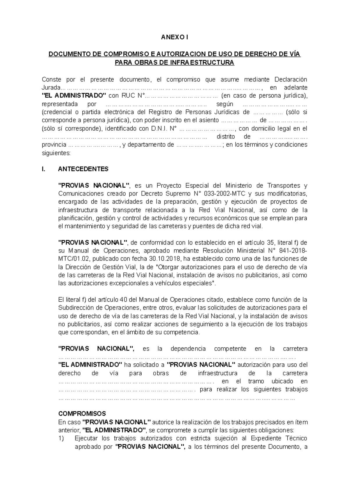 8.l. Anexo I - DFVDFV - ANEXO I DOCUMENTO DE COMPROMISO E AUTORIZACION ...