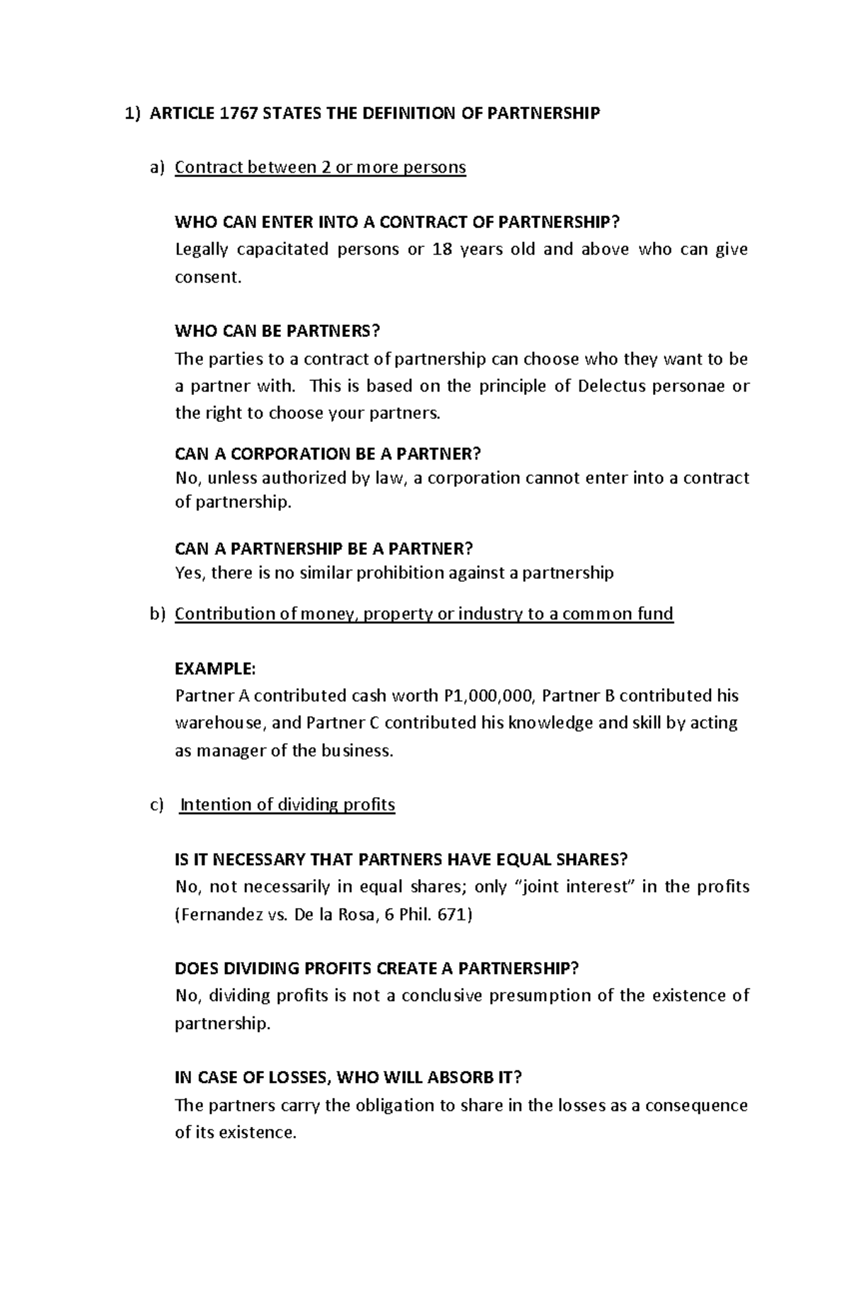 Discussions on Chapter 1 part 1 - 1) ARTICLE 1767 STATES THE DEFINITION ...