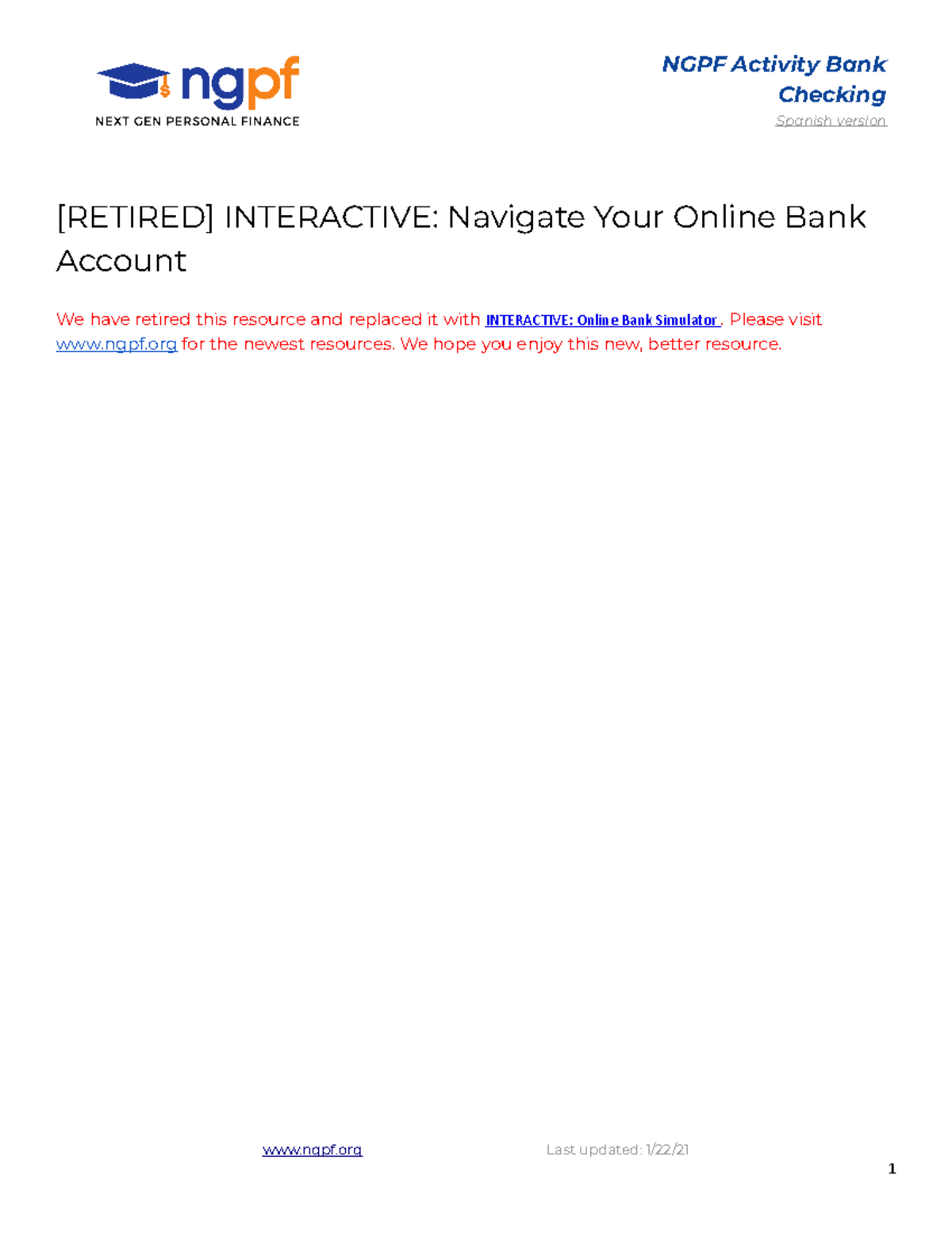 [ Retired] Interactive Navigate Your Online Bank Account - NGPF ...
