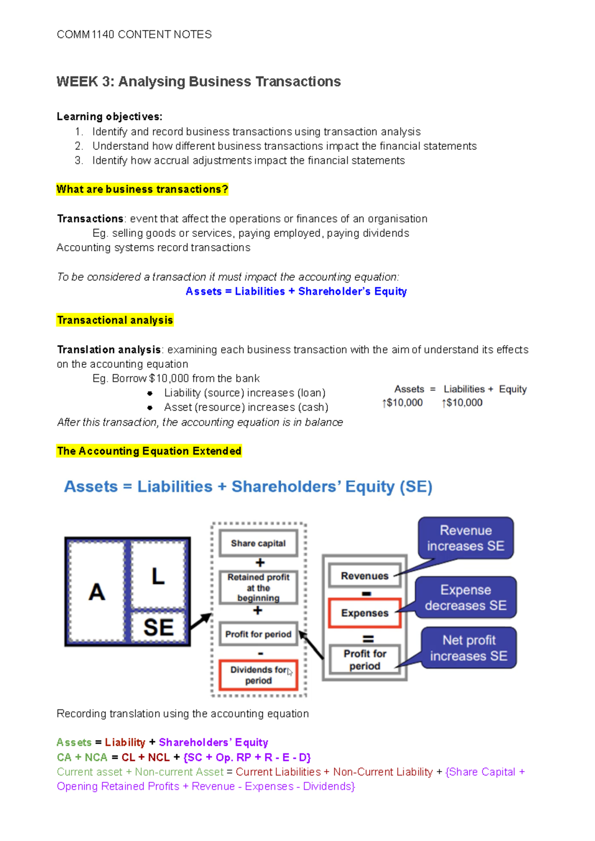 COMM1140 Content Notes - COMM1140 CONTENT NOTES WEEK 3: Analysing ...