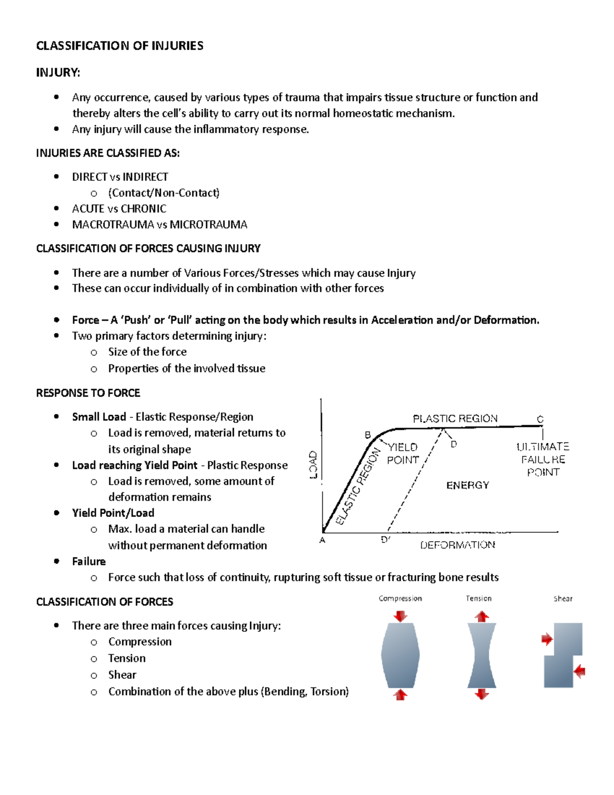 Classfification of injuries - CLASSIFICATION OF INJURIES INJURY: Any ...