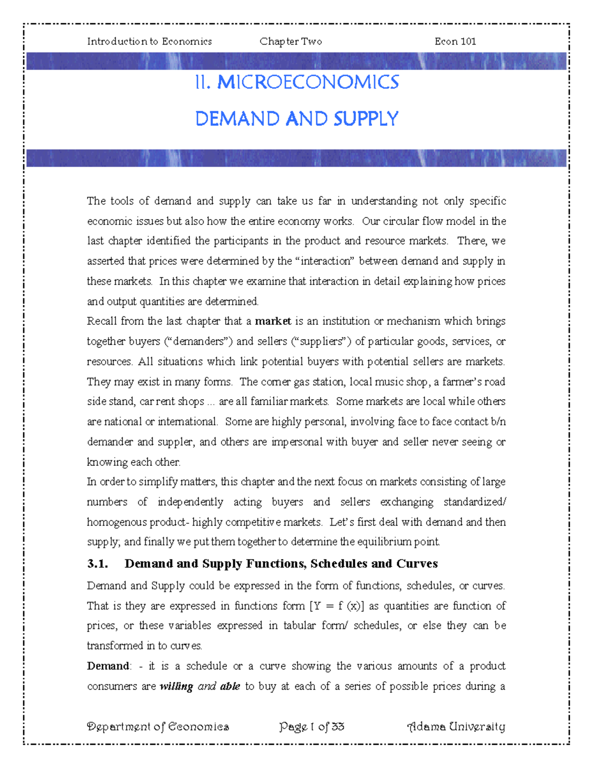 Ch.2 demand and supply - Lecture notes 3,4 - - Studocu