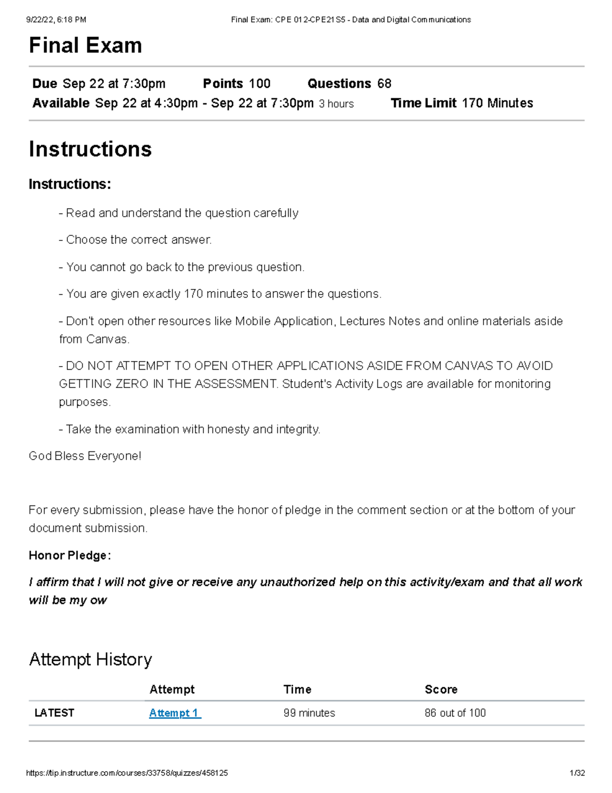 Final Exam CPE 012-CPE21S5 - Data and Digital Communications - Final ...