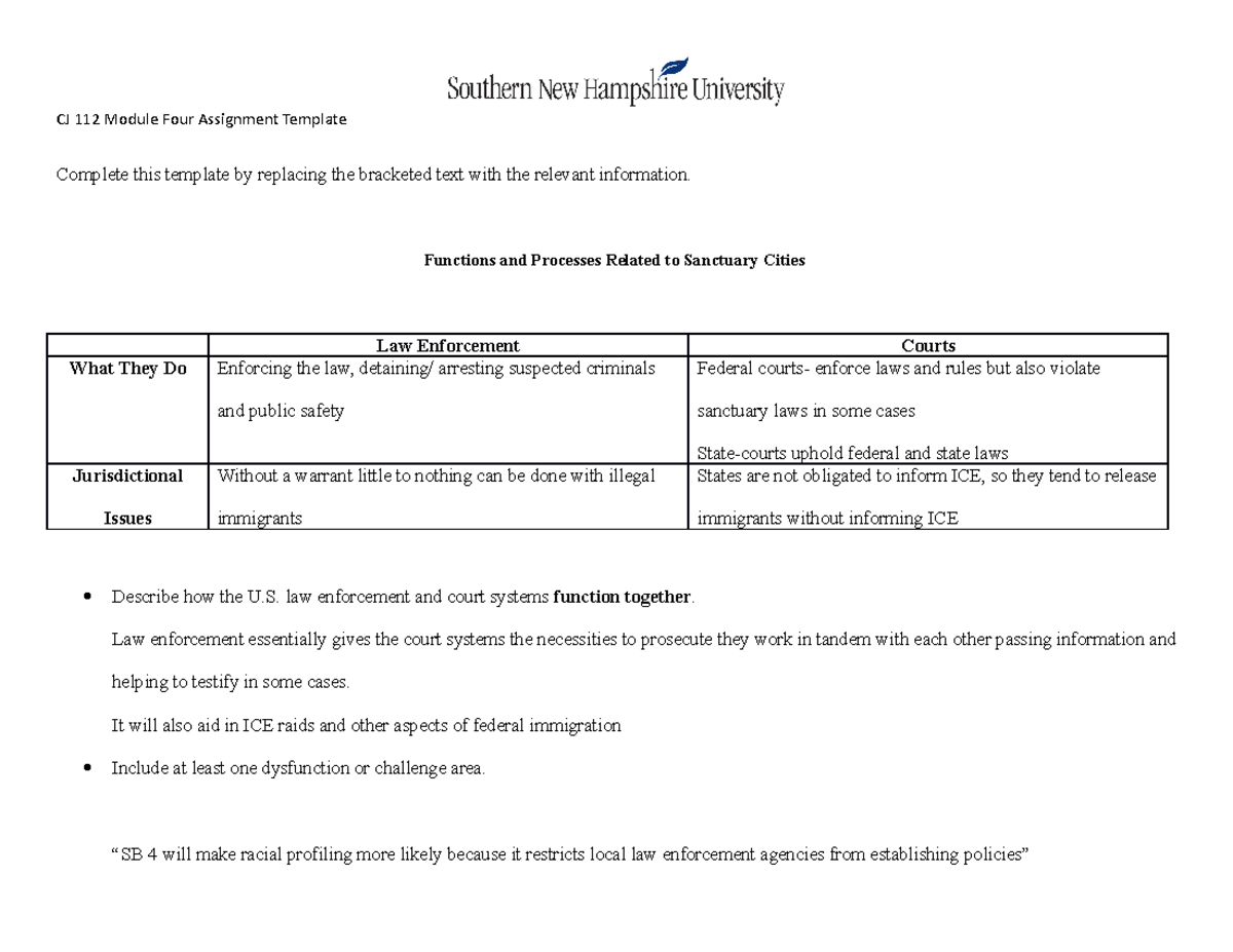 Cj 112 Module Four Assignment Template Cj 112 Module Four Assignment Template Complete This