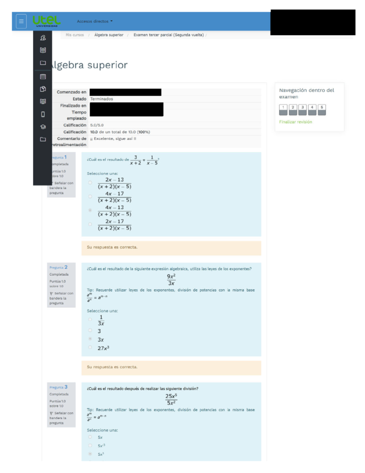 Examen tercer parcial (Segunda vuelta) - Algebra superior - Studocu