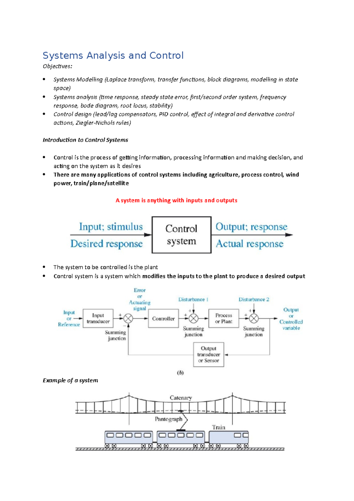 Systems Analysis And Control Systems Analysis And Control Objectives Systems Modelling