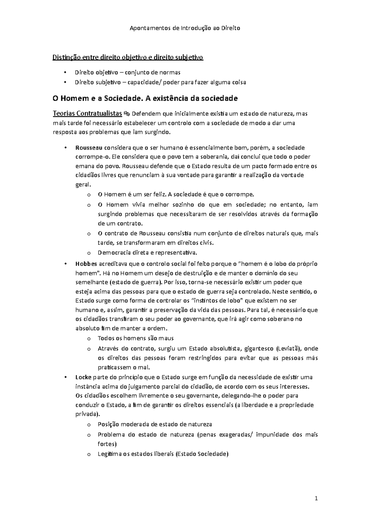 INTD apontamentos imprimir - Distinção entre direito objetivo e direito ...