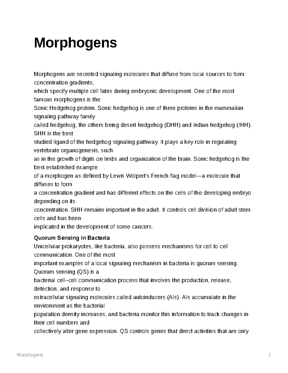 Morphogens - In class notes - Morphogens 1 Morphogens Morphogens are ...