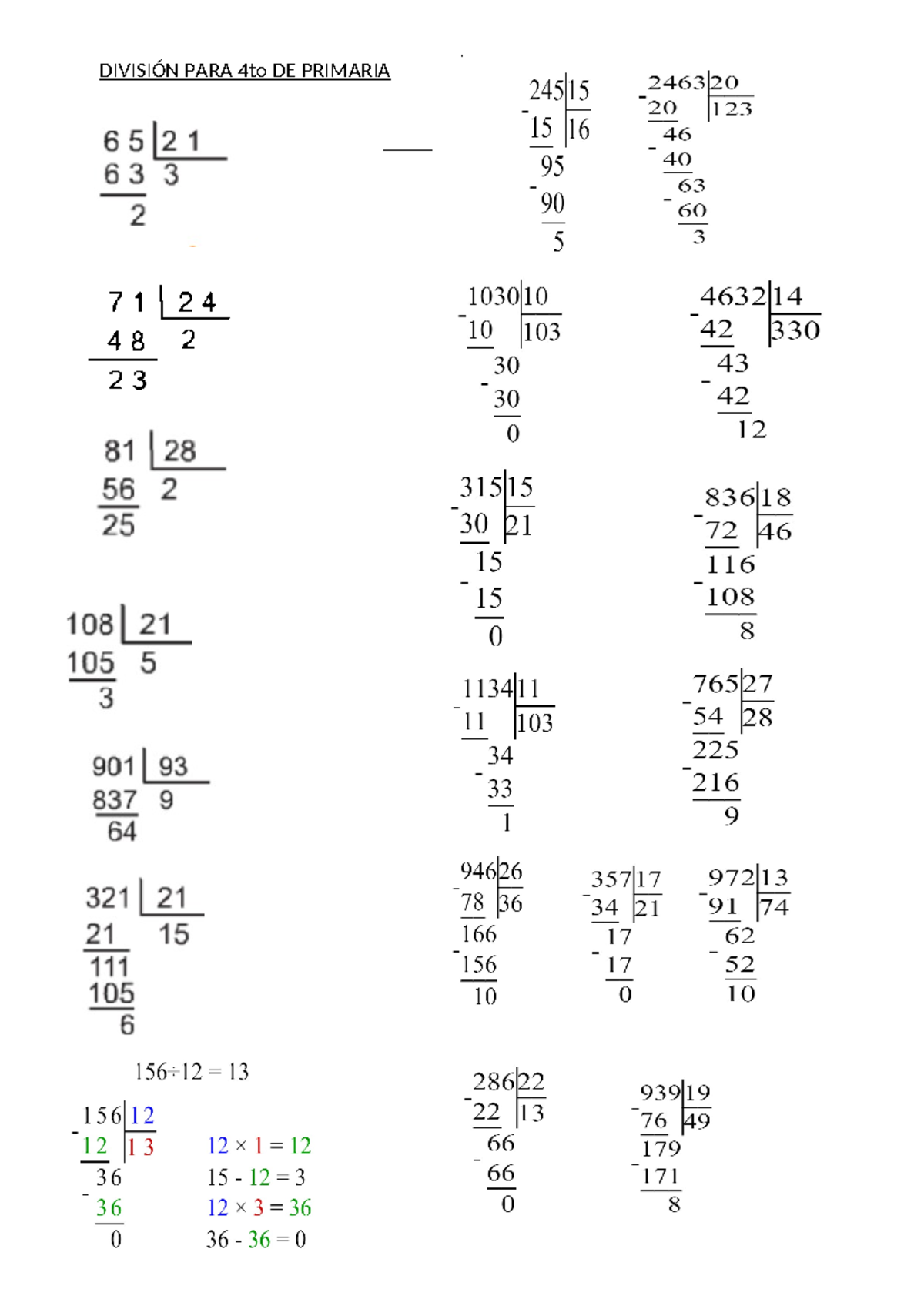 División PARA 4to DE Primaria - matematicas - DIVISIÓN PARA 4to DE ...