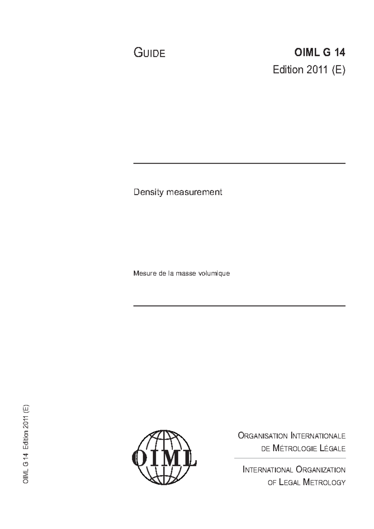 OIML g014-e11 - MMM - Density measurement Mesure de la masse volumique ...