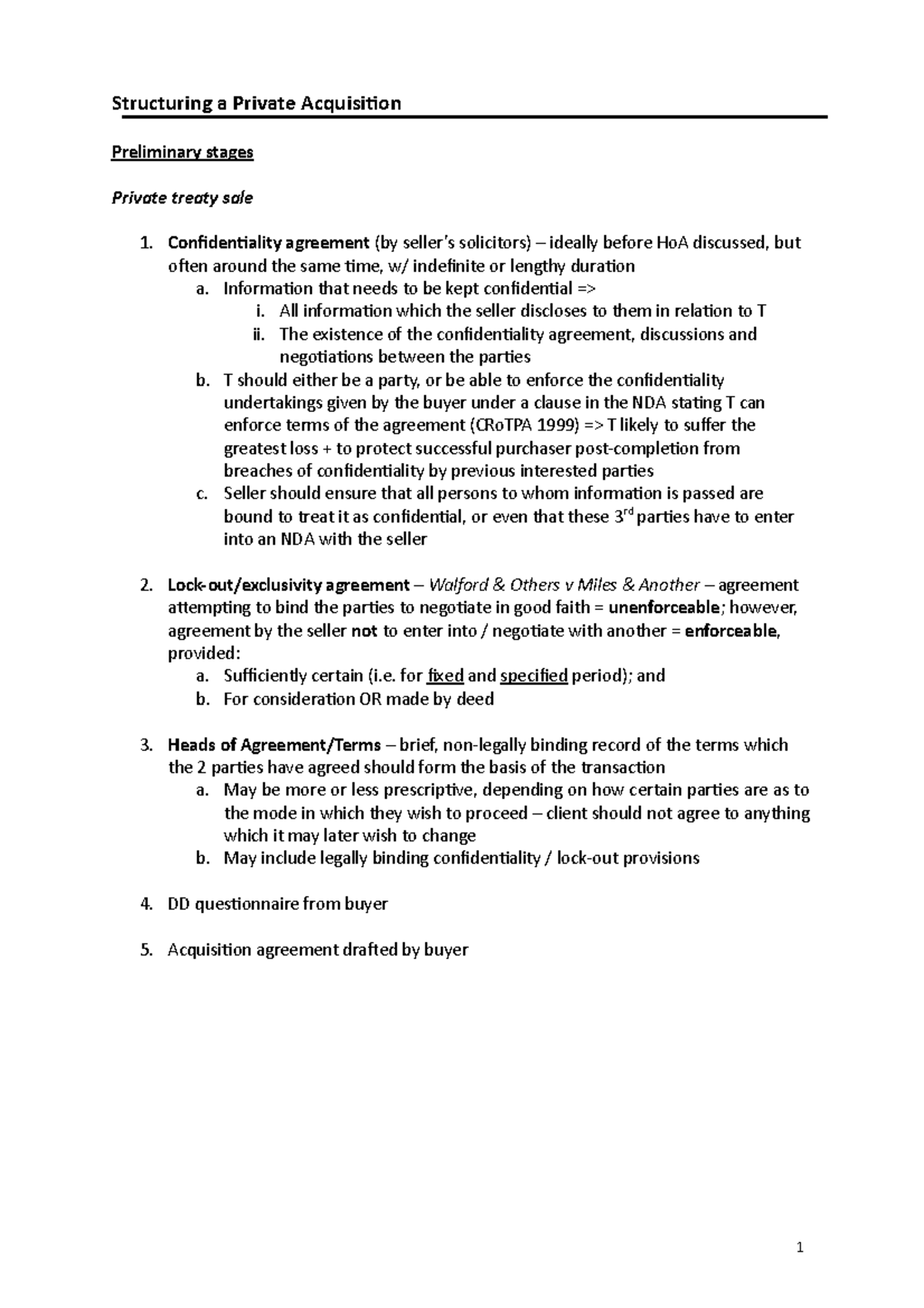01 Structuring a Private Acquisition - 1 Structuring a Private ...