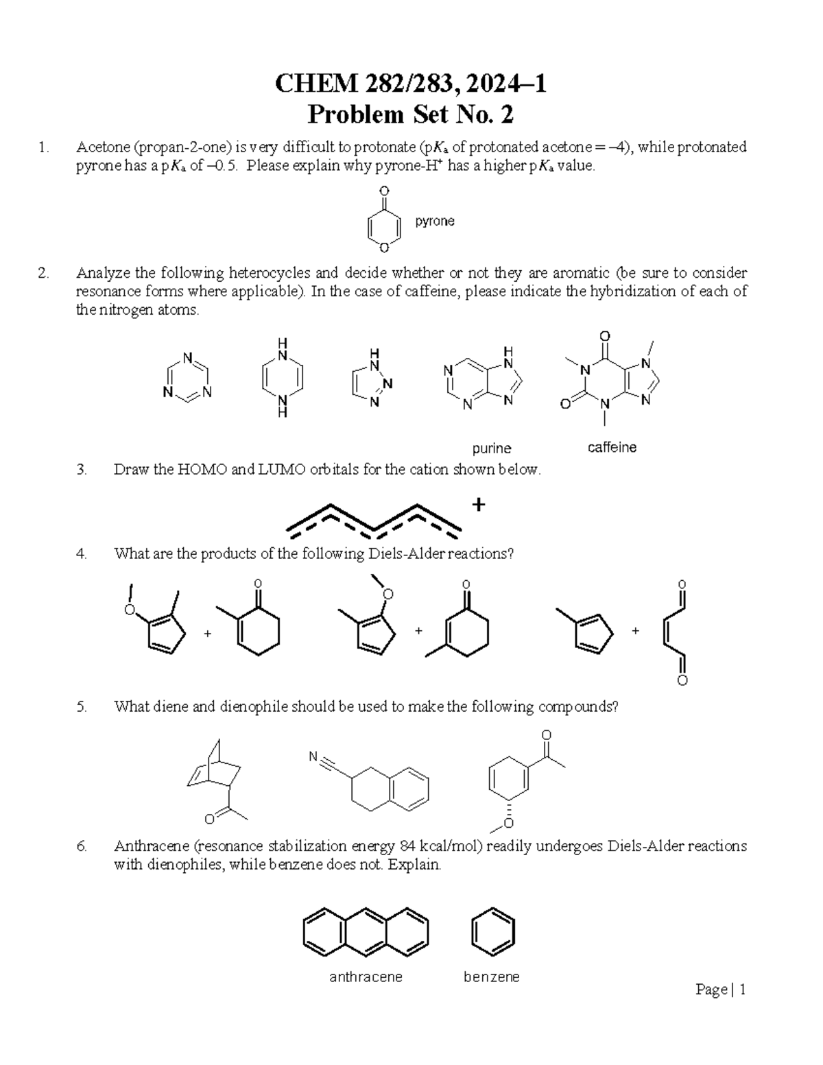 CHEM 282 Problem Set 2 (Spring 2024) - Page | 1 CHEM 282/283, 2024 ...