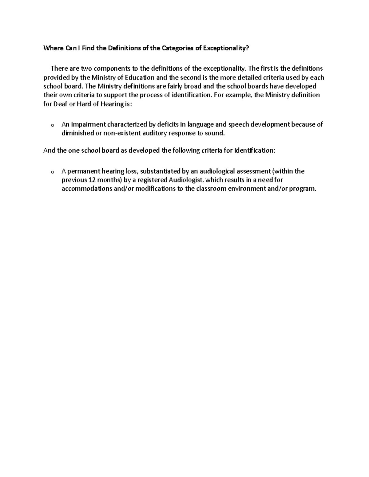 Where Can I Find the Definitions of the Categories of Exceptionality ...