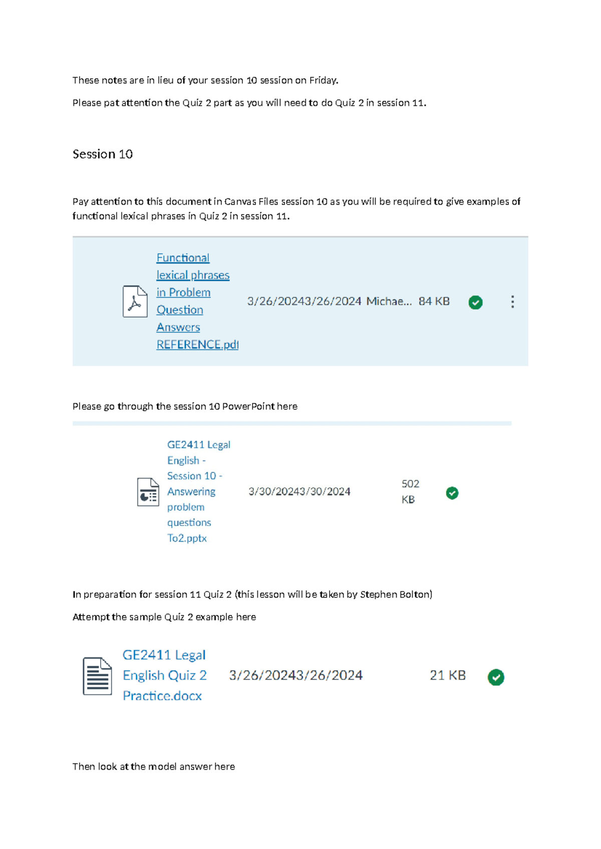 Session 10 session notes for students - These notes are in lieu of your ...