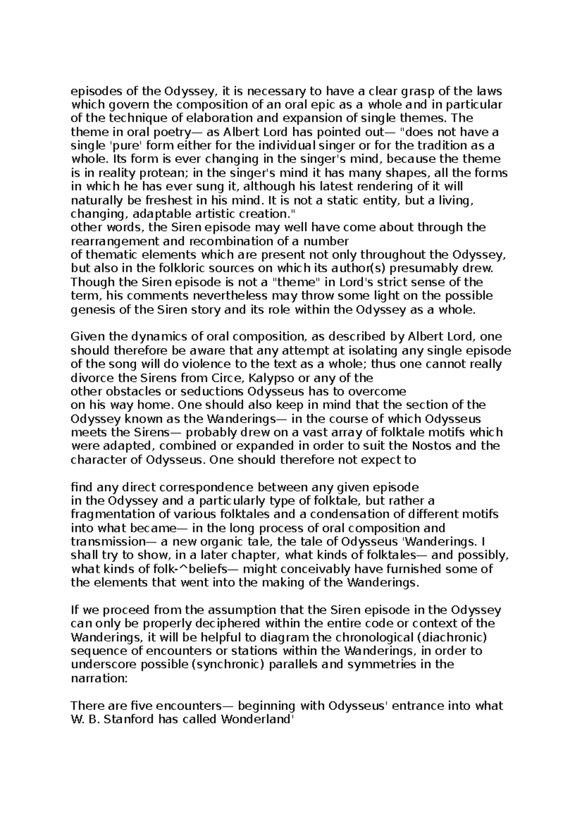 Text - episodes of the Odyssey, it is necessary to have a clear grasp ...