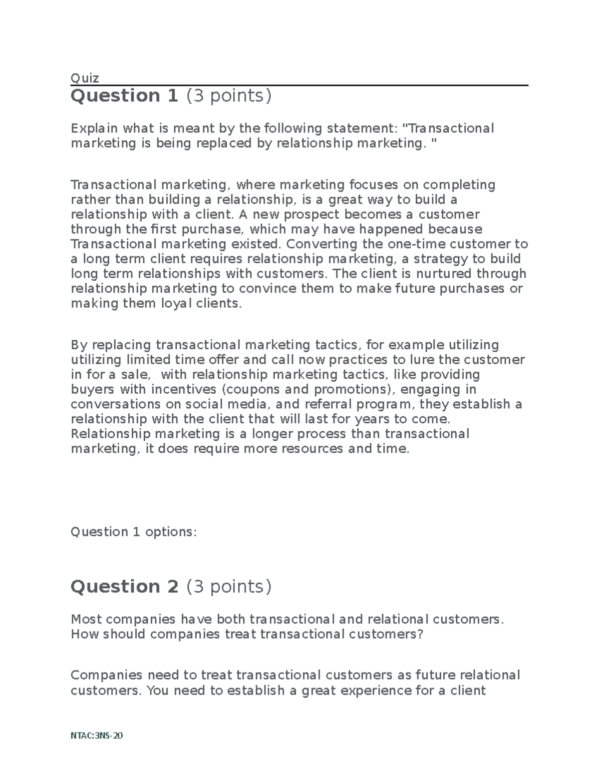 Quiz 1 Grade A Quiz Question 1 3 Points Explain What Is Meant By 