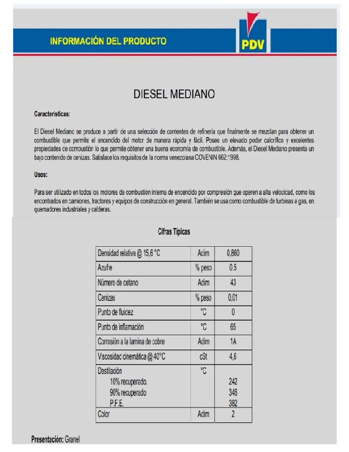 Diesel Mediano - Posee un elevado poder calorífico y excelentes ...