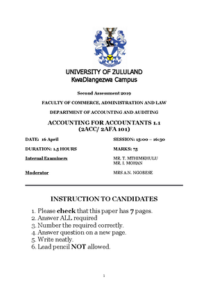 2ACC 101 A1 2020 - Accounting 1B Activity - UNIVERSITY OF ZULULAND ...