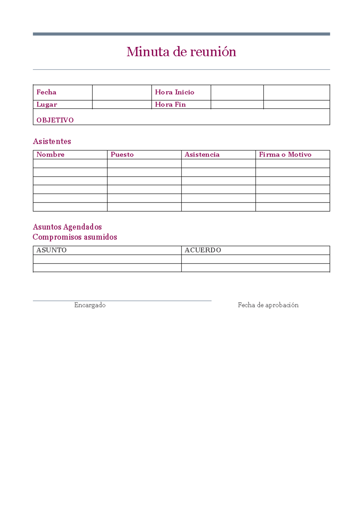 Modelo de Minuta de reunion - Estadística - Minuta de reunión Fecha ...