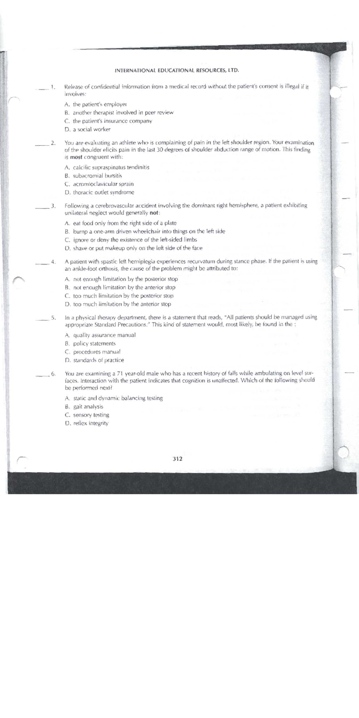 9228526-10 practice 390186988 250441131 Scorebuilders PT Exam 2013 Final Part I pdf - Studocu