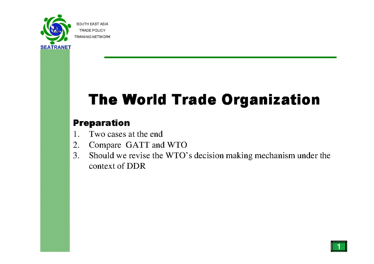 Principles of wto - TRAINING NETWORK - Studocu