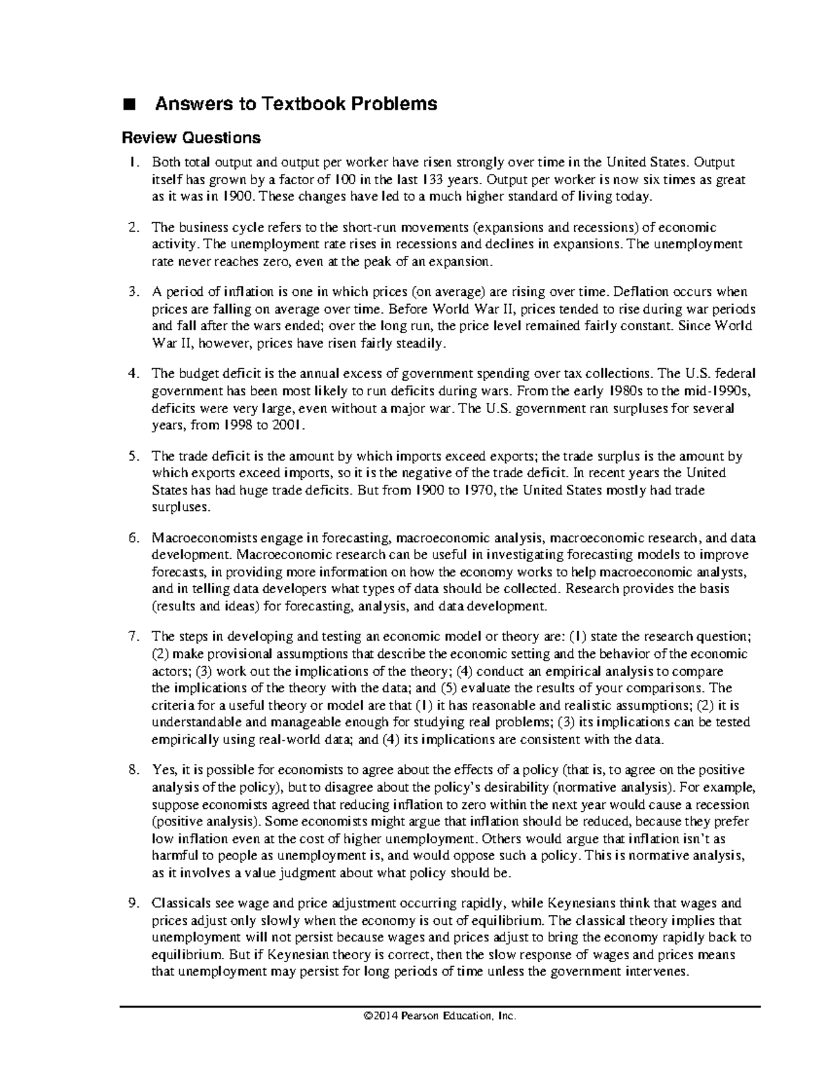 Exam 2018, questions and answers - Answers to Textbook Problems Review ...
