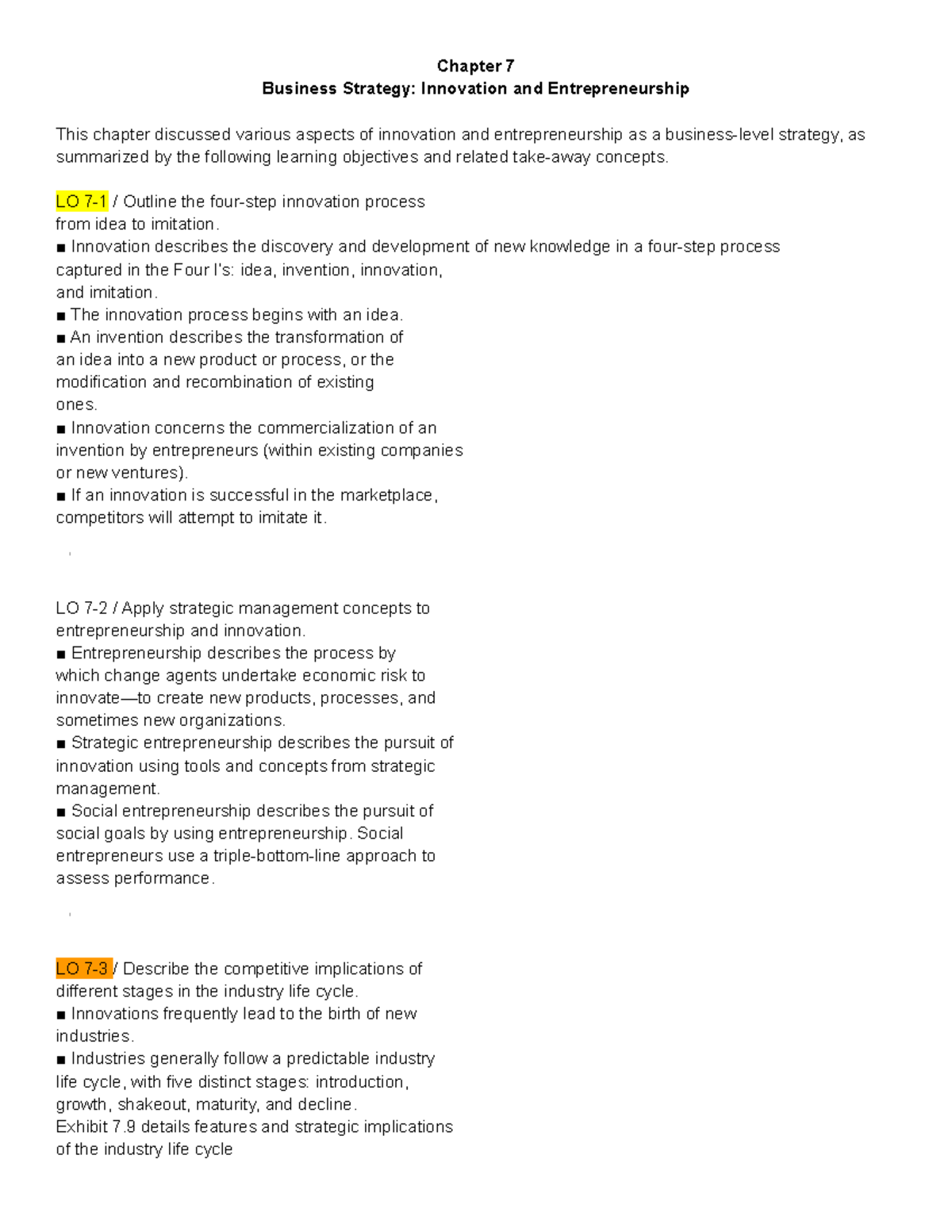 Chapter 7 (Part 2) - Chapter 7 Business Strategy: Innovation and ...