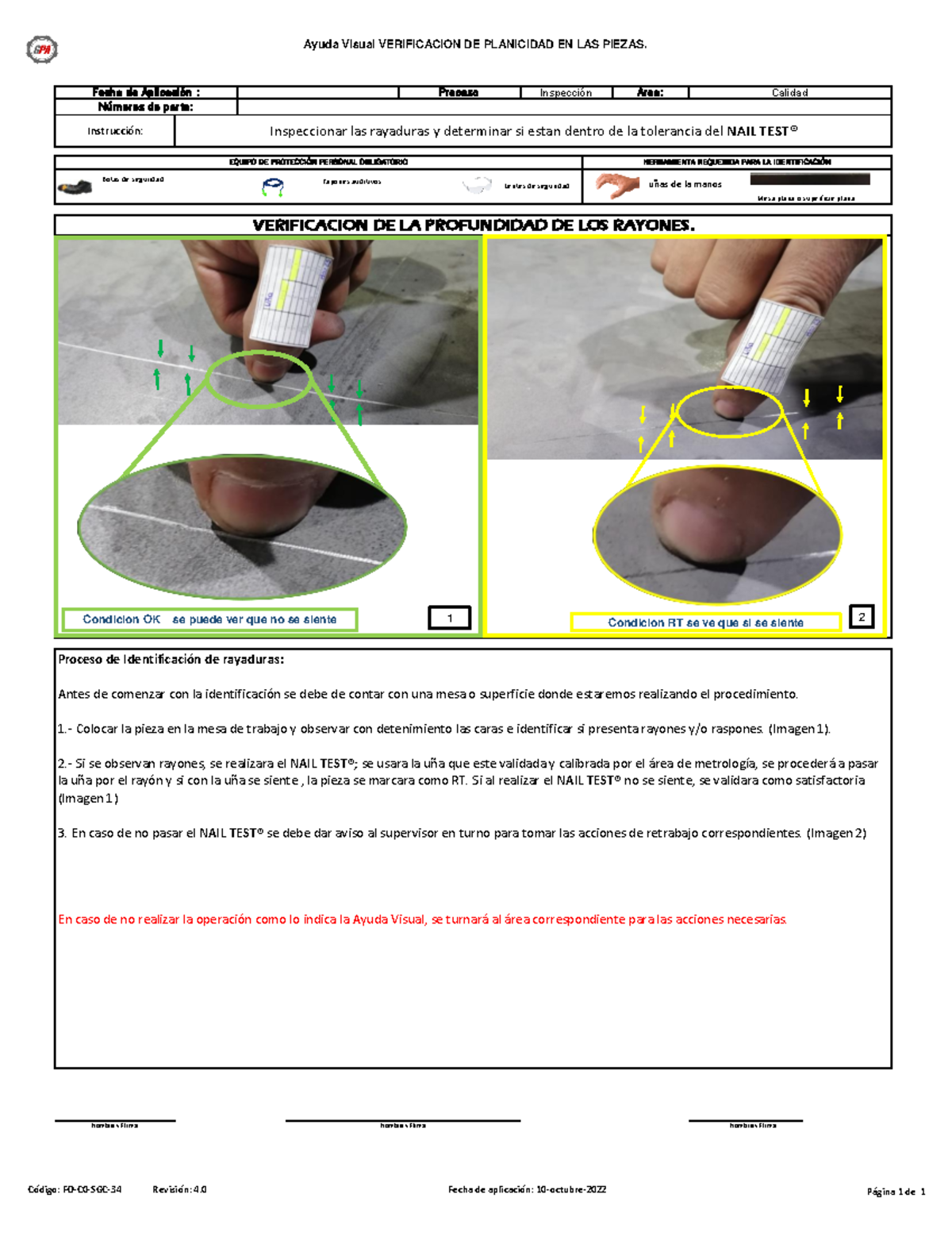 Niletest - Ayuda Visual VERIFICACION DE PLANICIDAD EN LAS PIEZAS ...