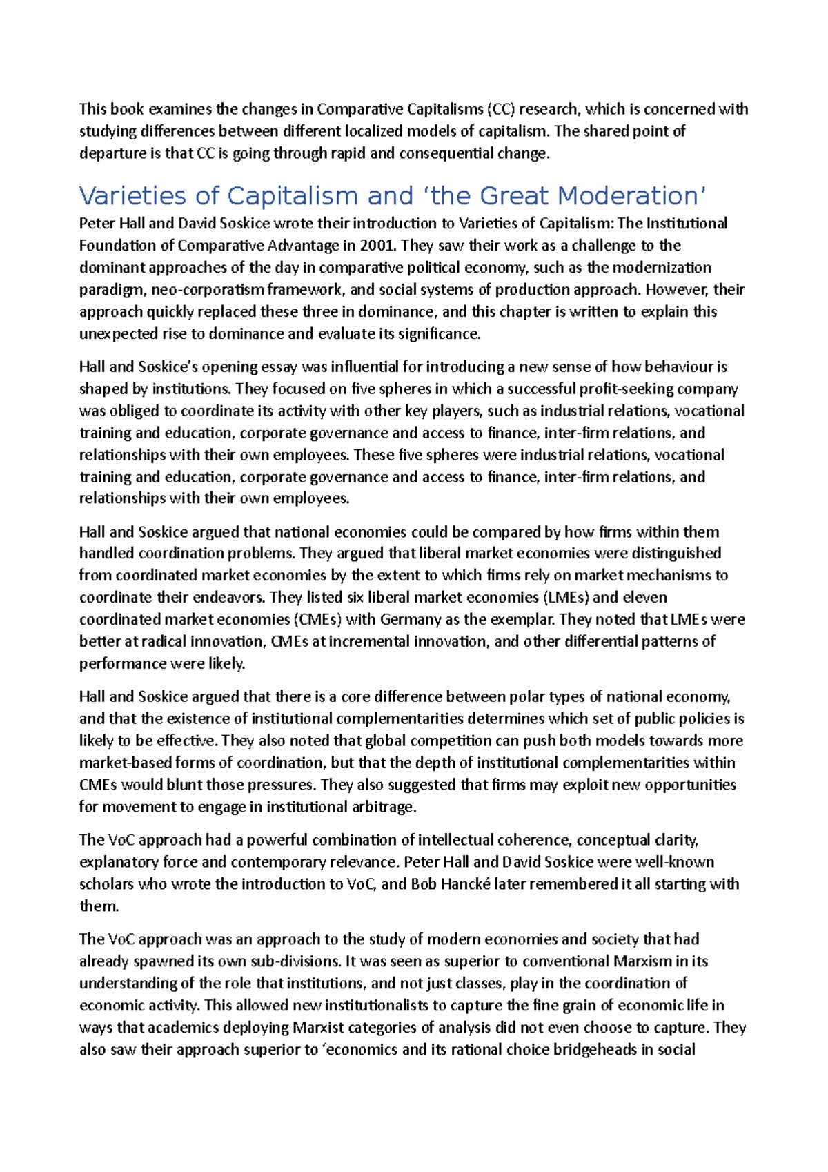 3 Varieties of capitalism and Great Moderation - Comparative capitalism ...