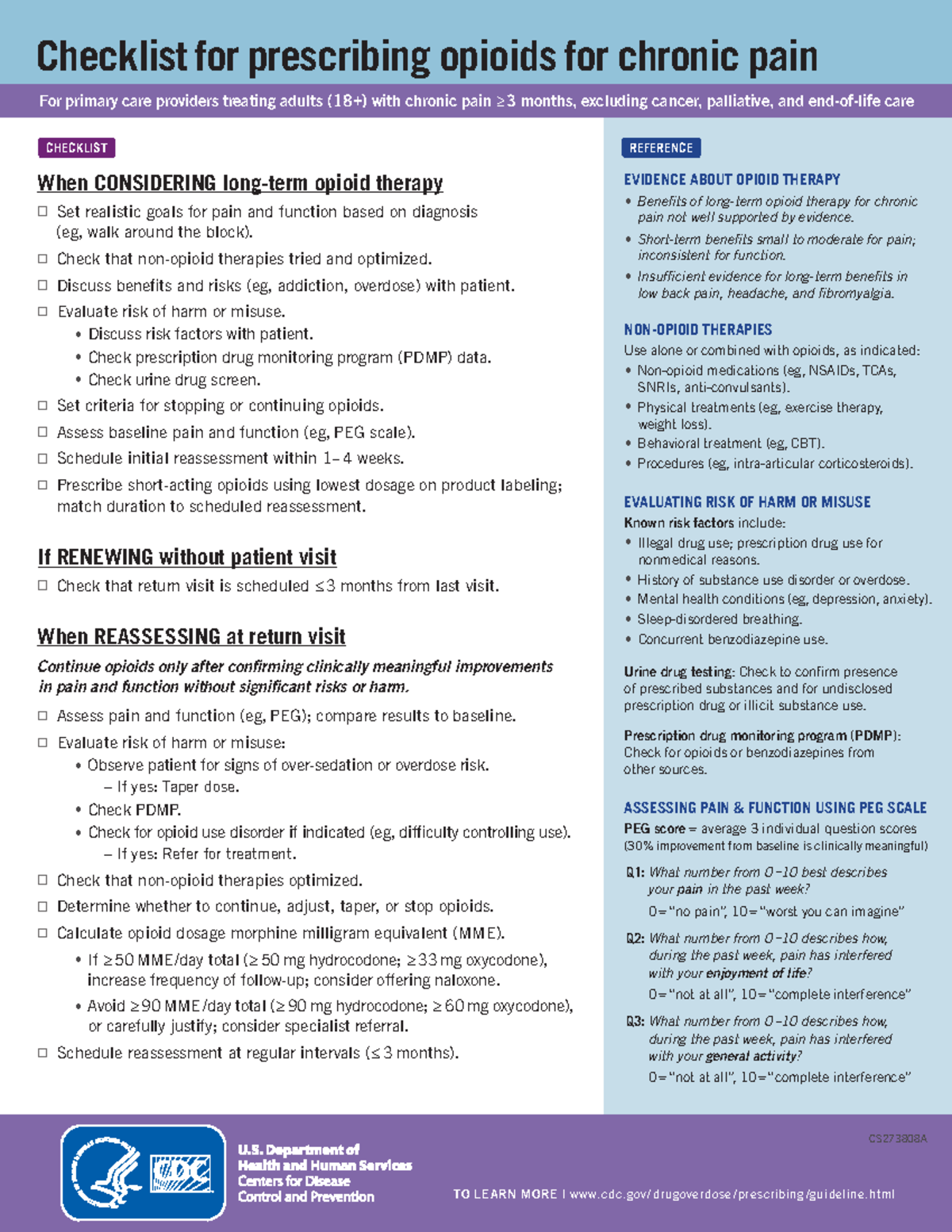 Checklist for prescribing opoid -a - • Short-term benefits small to ...