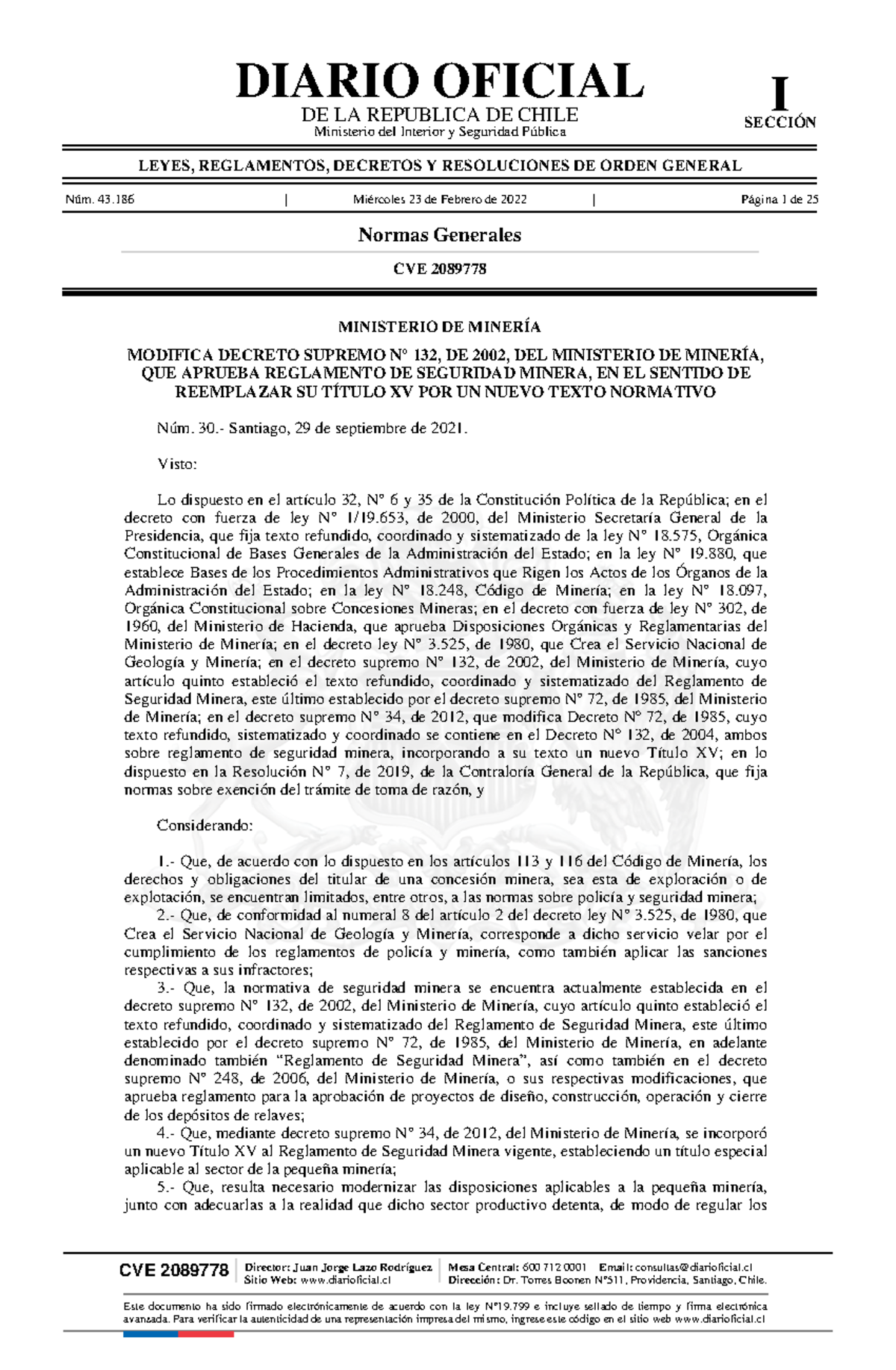 Ds30ds132 Seguridad Minera Cve 2089778 Director Juan Jorge Lazo