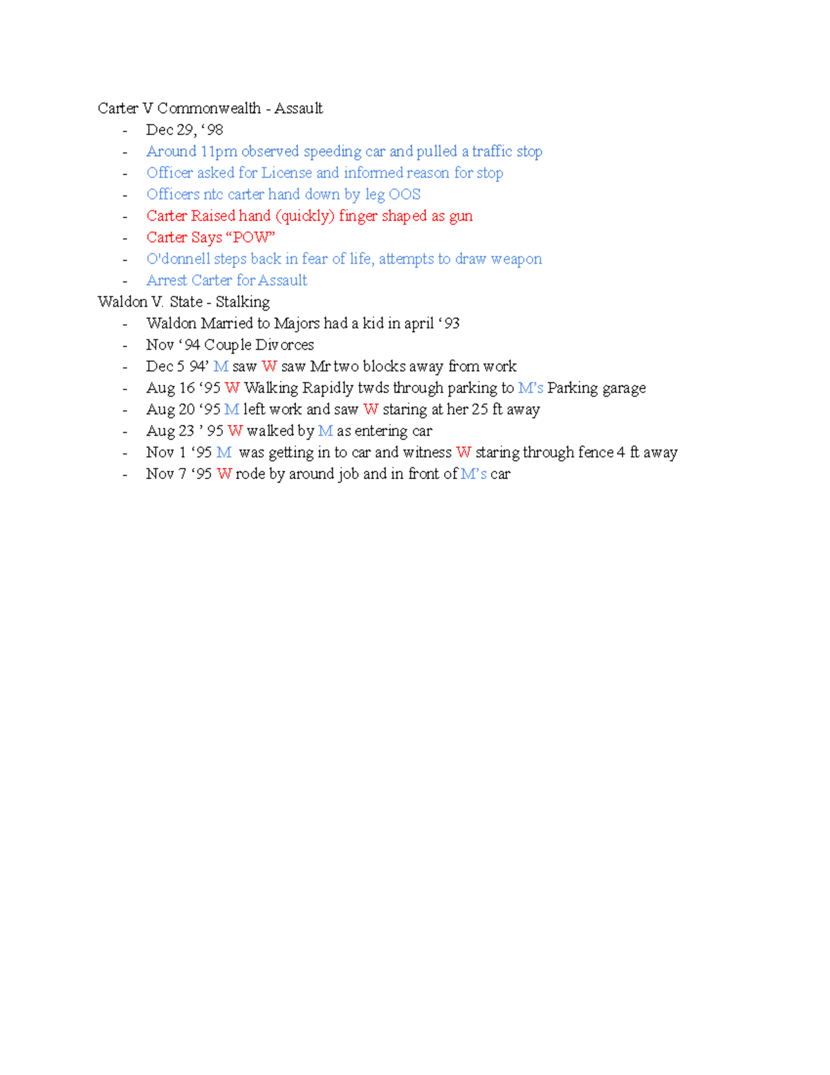 Case Analysis Notes - Carter V Commonwealth - Assault - Dec 29 ...