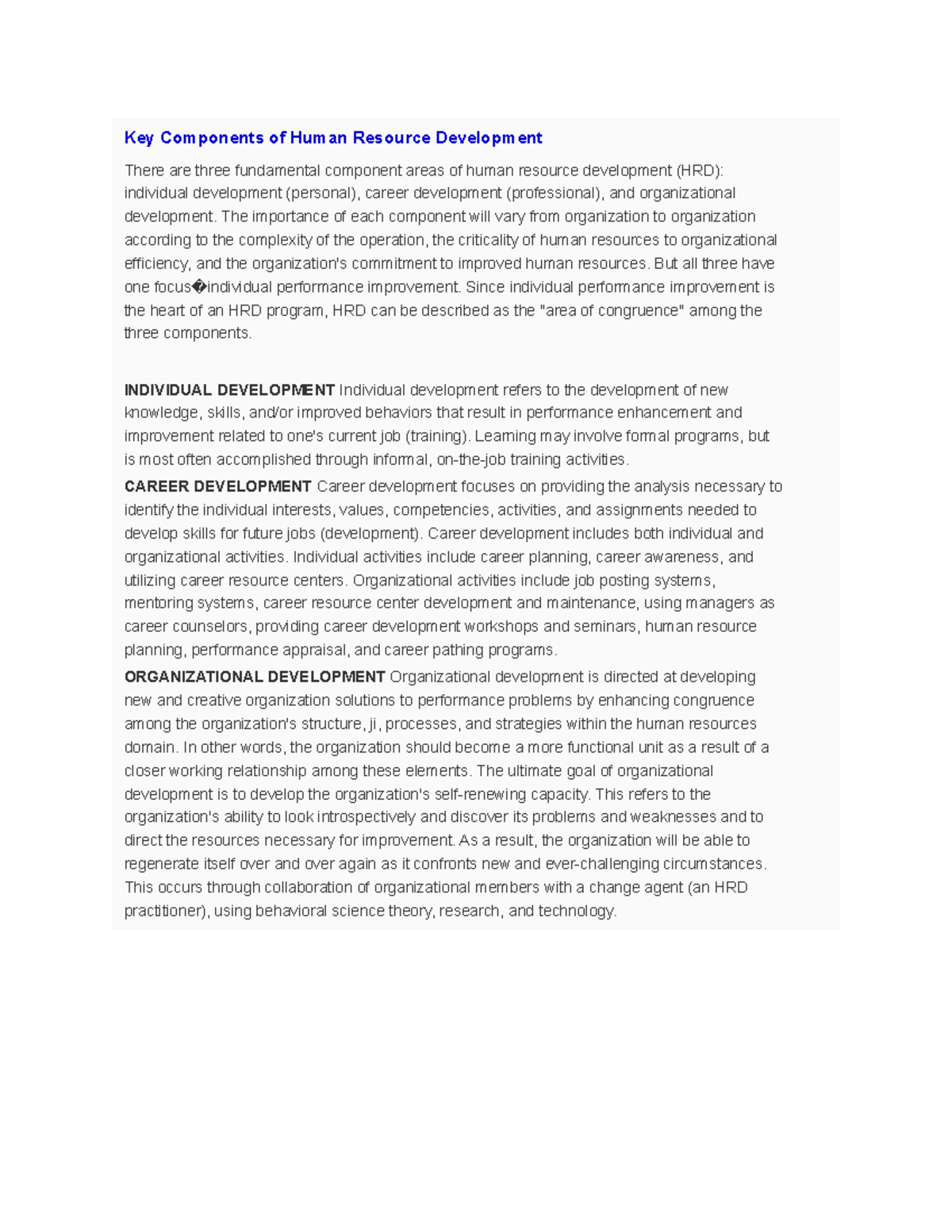 Components of HRD - Key Components of Human Resource Development There ...