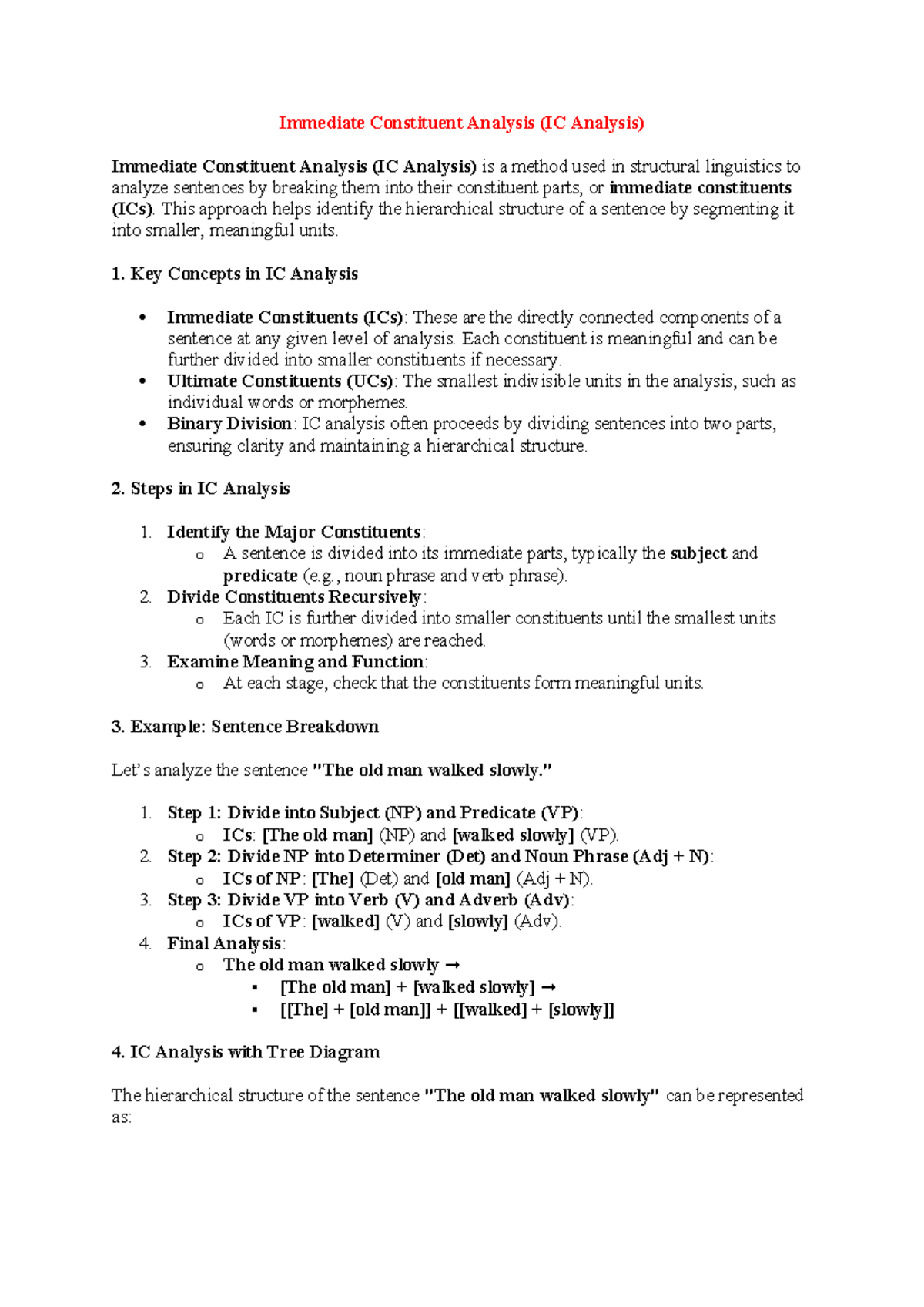 Immediate Constituent Analysis - This approach helps identify the hierarchical structure of a ...