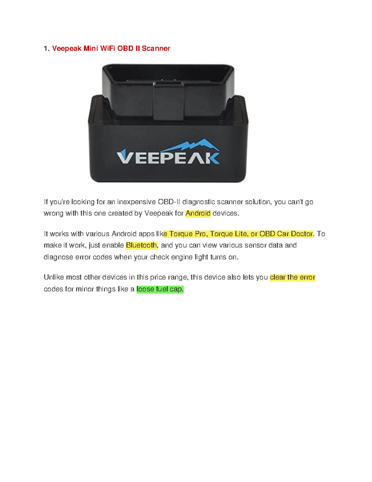 OBD 2 - summery - Veepeak Mini WiFi OBD II Scanner If you're looking ...