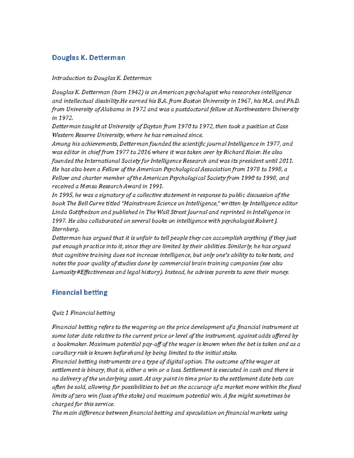 PSY167 Notes Douglas K. Detterman - Douglas K. Detterman Introduction ...