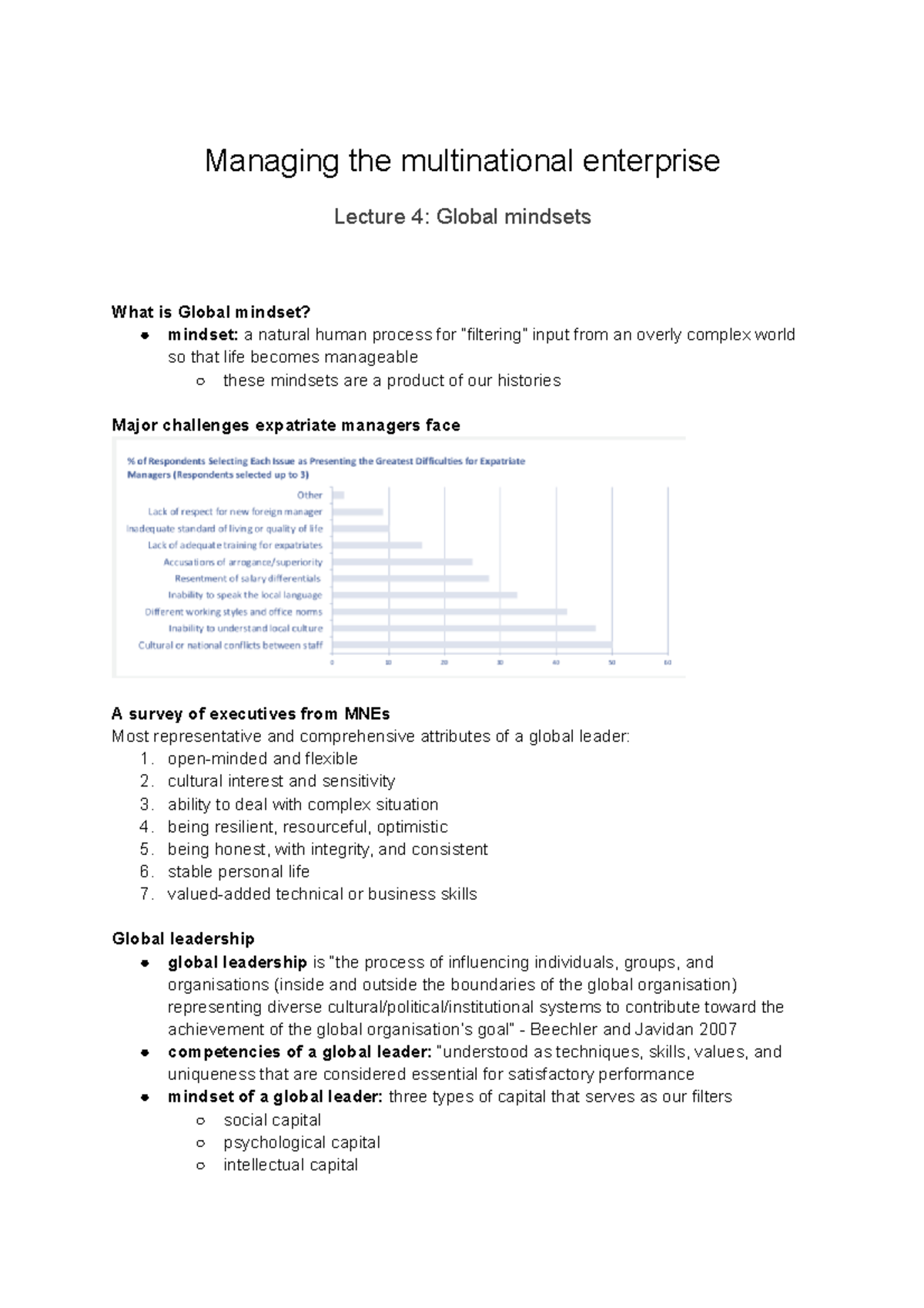 Lecture 4 Global mindsets - Managing the multinational enterprise ...