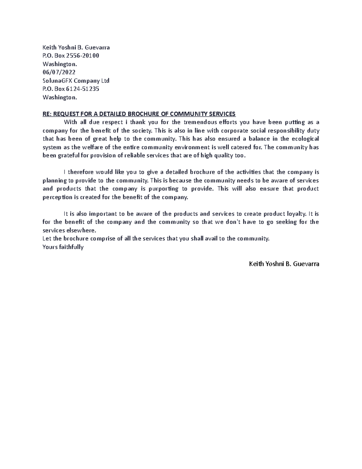 Inquiry letter Purposive Comm - Keith Yoshni B. Guevarra P. Box 2556 ...