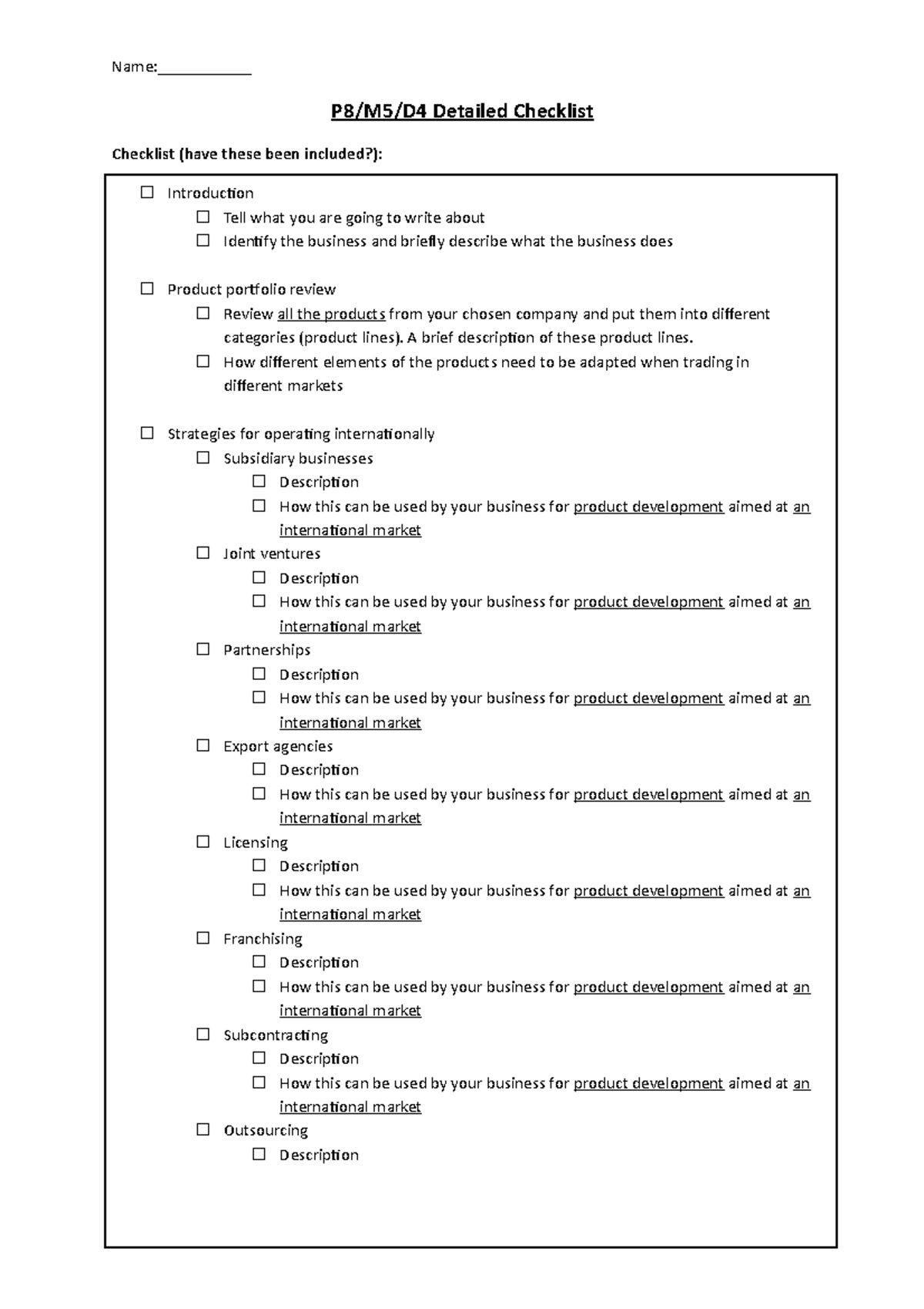 LAE P8 M5 D4 Checklist - Name:___________ P8/M5/D4 Detailed Checklist ...